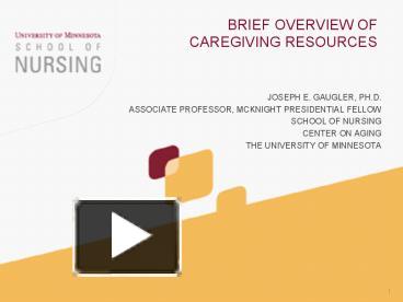 PPT – BRIEF OVERVIEW OF CAREGIVING RESOURCES PowerPoint presentation ...