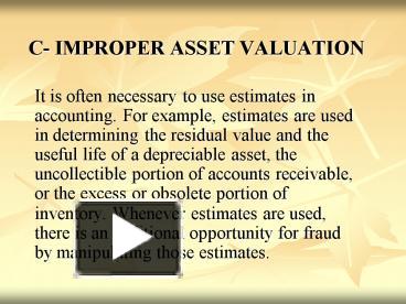 PPT – C IMPROPER ASSET VALUATION PowerPoint presentation | free to view ...