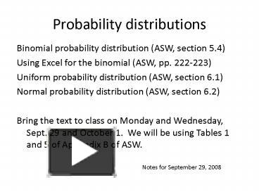 PPT – Probability distributions PowerPoint presentation | free to ...