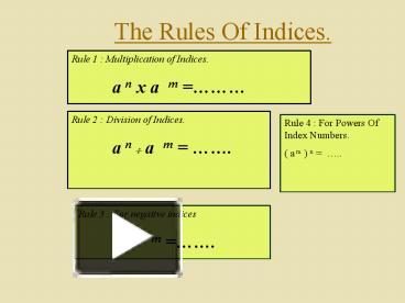 The Rules Of Indices. presentation | free to view
