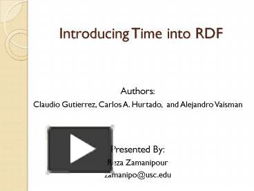 PPT – Introducing Time into RDF PowerPoint presentation | free to view ...