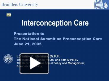 Interconception Care presentation | free to view