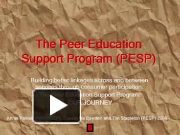 PPT – The Peer Education Support Program PESP PowerPoint presentation ...