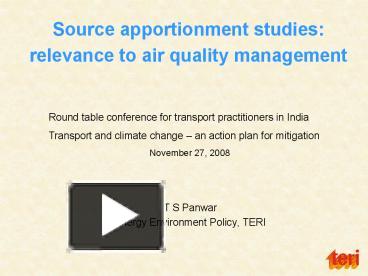 Source apportionment studies: relevance to air quality management ...