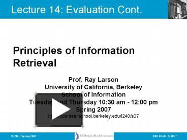 PPT – Prof. Ray Larson PowerPoint presentation | free to download - id ...