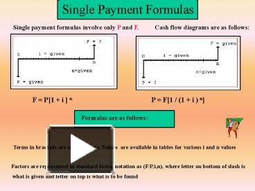 Single Payment Formulas presentation | free to view