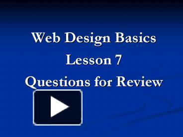 PPT – Web Design Basics PowerPoint presentation | free to view - id ...