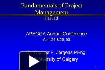 Fundamentals of Project Management Part 1d presentation | free to download