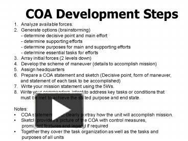COA Development Steps presentation | free to view