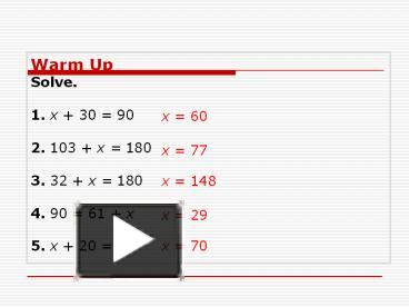 PPT – Warm Up PowerPoint presentation | free to view - id: 12c2fa-YTUwZ