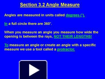 PPT – Section 3.2 Angle Measure PowerPoint presentation | free to view ...