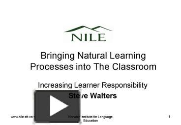 Bringing Natural Learning Processes into The Classroom presentation ...