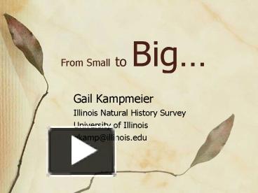 From Small to Big presentation | free to view