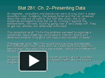 PPT – Stat 281: Ch' 2Presenting Data PowerPoint presentation | free to ...