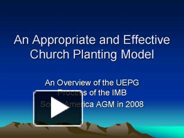 PPT – An Appropriate and Effective Church Planting Model PowerPoint ...