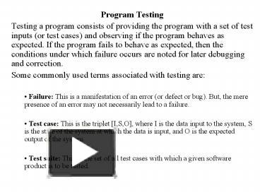 PPT – Program Testing PowerPoint presentation | free to view - id ...
