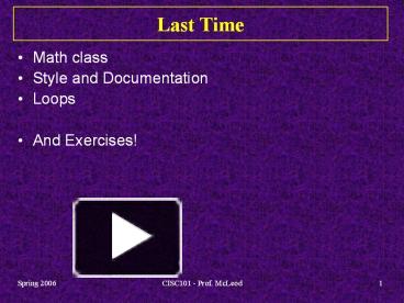 PPT – Last Time PowerPoint presentation | free to download - id: 12cbde ...