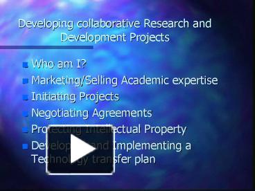 PPT – Developing collaborative Research and Development Projects ...