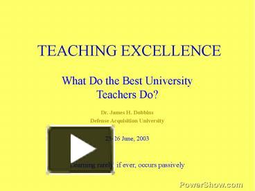 TEACHING EXCELLENCE presentation | free to view