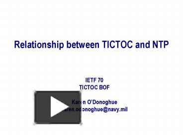 Relationship between TICTOC and NTP presentation | free to download