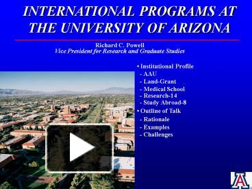 The University of Arizona presentation | free to view