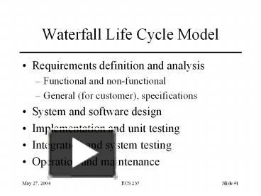 PPT – Waterfall Life Cycle Model PowerPoint presentation | free to ...