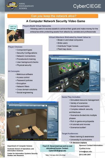 PPT – CyberCIEGE PowerPoint presentation | free to view - id: 12e05-ZjdhZ