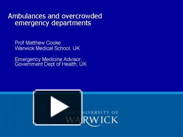 Ambulances and overcrowded emergency departments presentation | free to ...