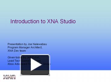 Introduction to XNA Studio presentation | free to download