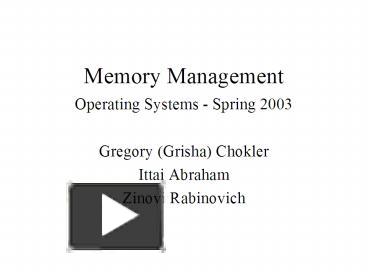 Memory Management presentation | free to download