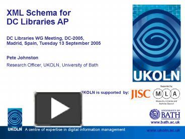 XML Schema for DC Libraries AP presentation | free to download
