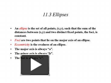 PPT – 11'3 Ellipses PowerPoint presentation | free to view - id: 12eea2 ...