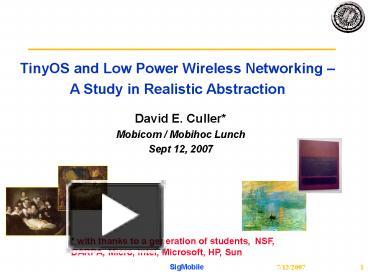 PPT – TinyOS and Low Power Wireless Networking PowerPoint presentation ...