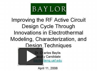 PPT – Improving the RF Active Circuit Design Cycle Through Innovations ...