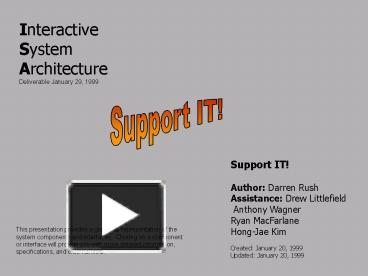Interactive System Architecture Deliverable January 29, 1999 ...