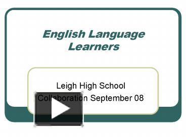 English Language Learners presentation | free to view