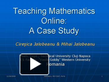 PPT – Teaching Mathematics Online: A Case Study PowerPoint presentation ...