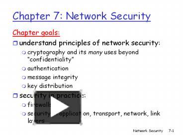 PPT – Chapter 7: Network Security PowerPoint presentation | free to ...