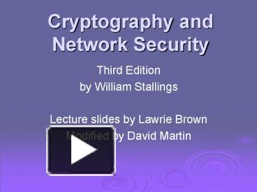 PPT – Cryptography and Network Security PowerPoint presentation | free ...