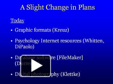 A Slight Change in Plans presentation | free to view
