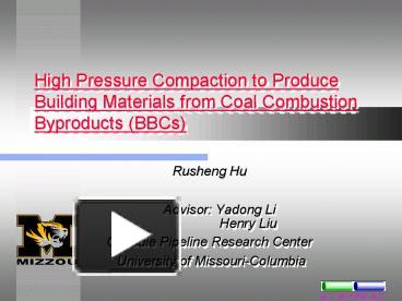 High Pressure Compaction to Produce Building Materials from Coal ...