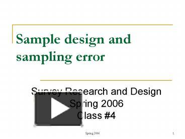 PPT – Sample design and sampling error PowerPoint presentation | free ...