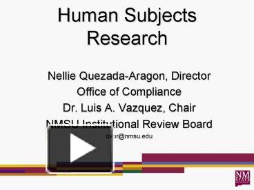 PPT – Human Subjects Research PowerPoint presentation | free to view ...