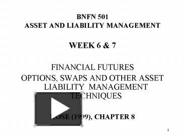 PPT – BNFN 501 ASSET AND LIABILITY MANAGEMENT PowerPoint presentation ...