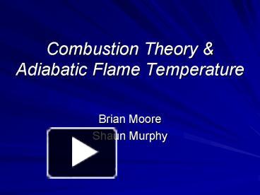 Combustion Theory presentation | free to view