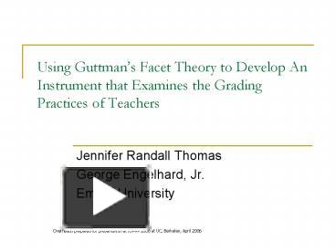Using Guttman presentation | free to view