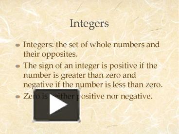 Integers presentation | free to download