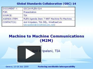 Machine to Machine Communications (M2M) presentation | free to download