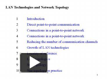 LAN Technologies and Network Topology presentation | free to view