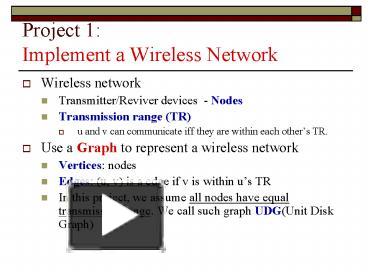PPT – Project 1: Implement a Wireless Network PowerPoint presentation ...